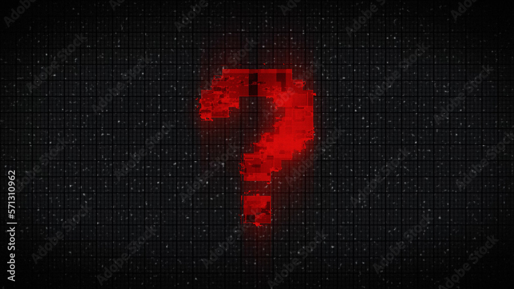 Question Mark On old television screen including twitch, noise, glitch ...