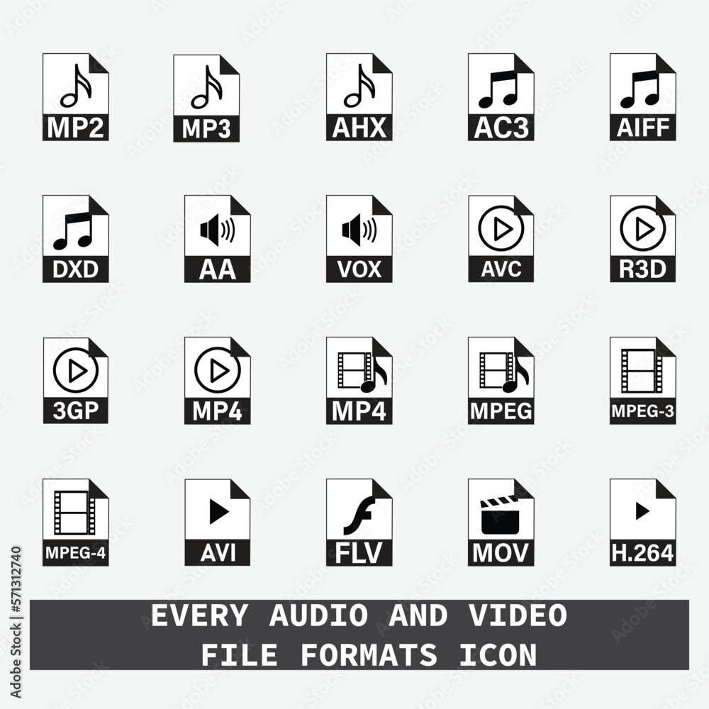 Every Audio And Video File Formats Vector. Stay on top of your media ...