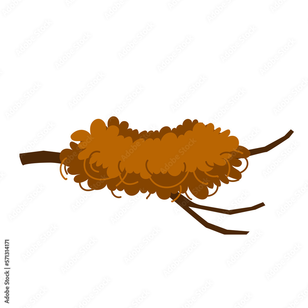 Bird nest flat vector illustration clipart isolated on white background ...