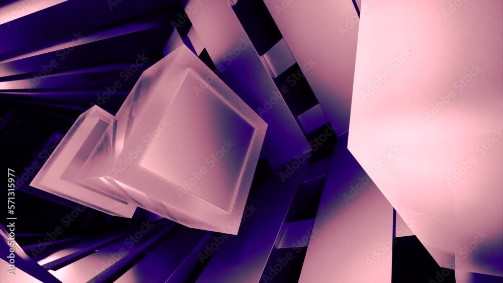 3D animation of moving squares with frames. Design. Cubic animation ...