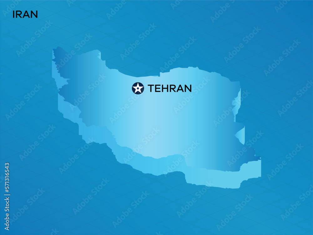 Iran 3D Isometric map with Capital Mark Tehran Vector Illustration ...