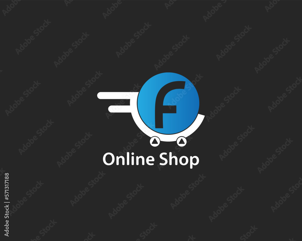 letter F logo, online shopping cart logo,Online store logo design idea ...