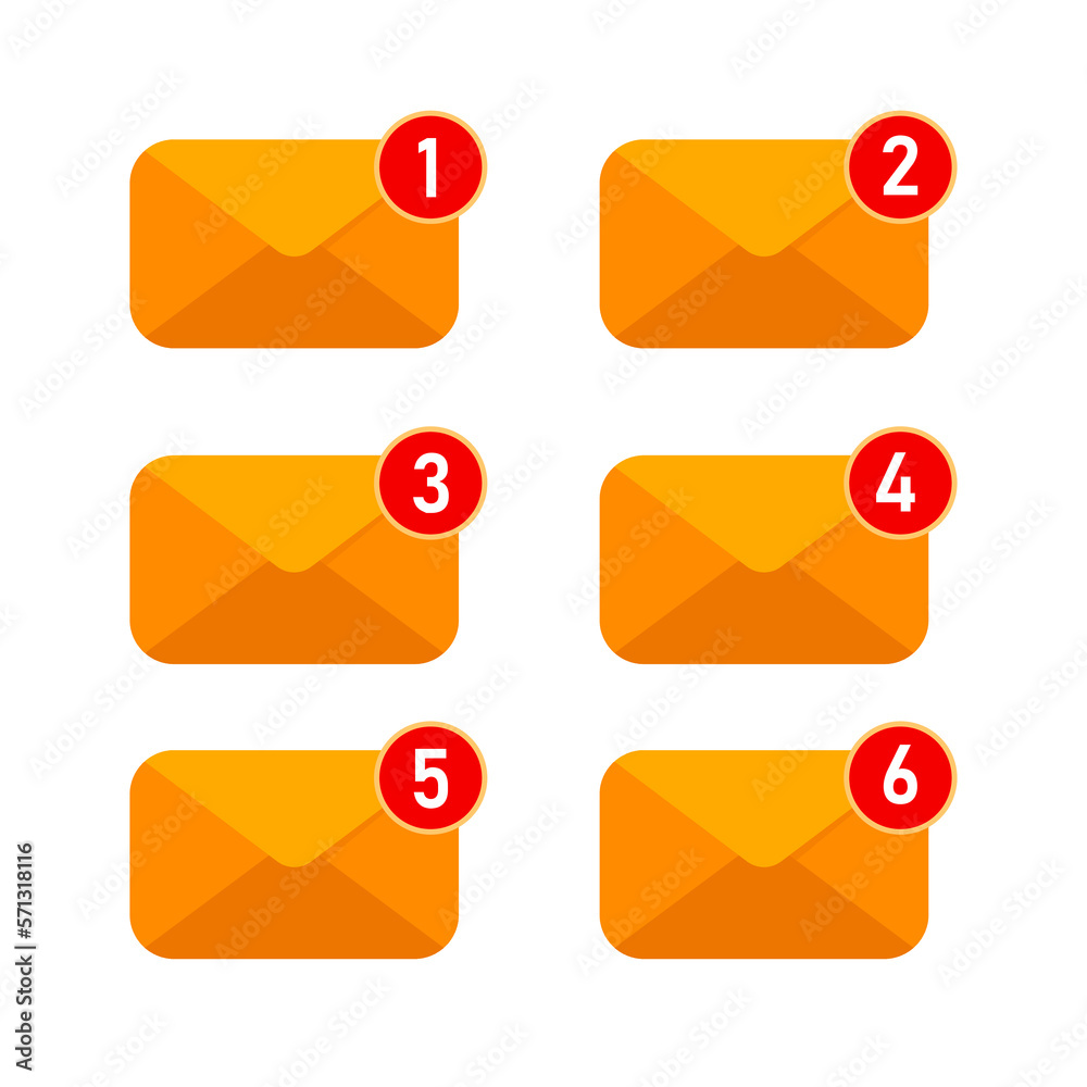 new message notification icon set flat vector illustration clipart ...