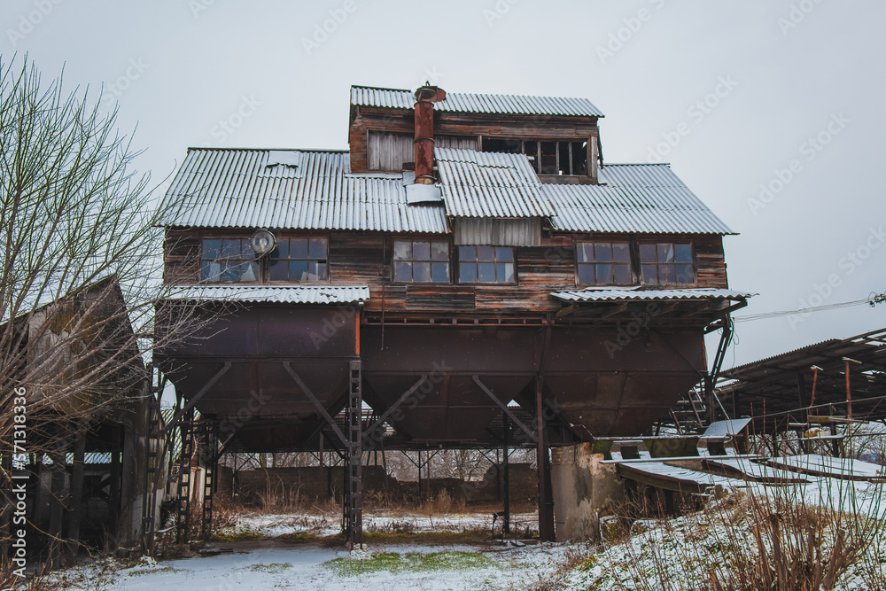 Grain elevator.Old retro grain elevator.Ancient interesting building ...