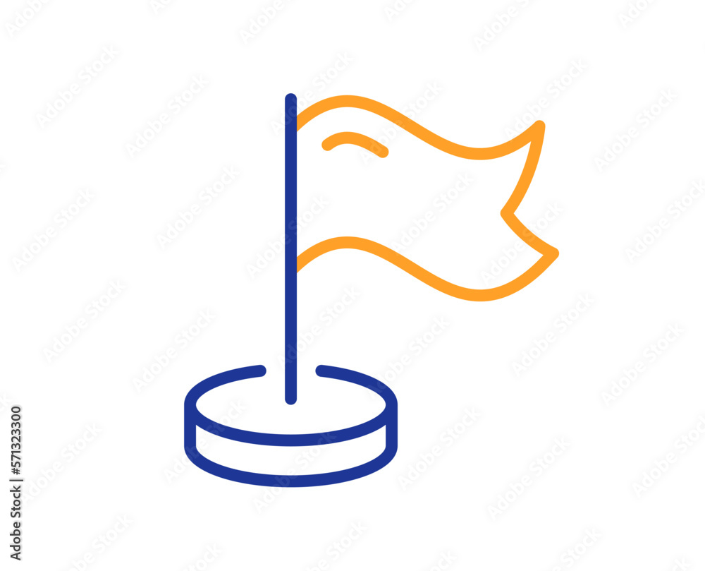 Milestone line icon. Place pin sign. Flag pointer symbol. Colorful thin ...