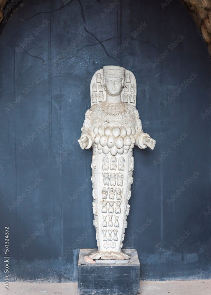Ephesus ancient city ruins ,statues and structures with different ...