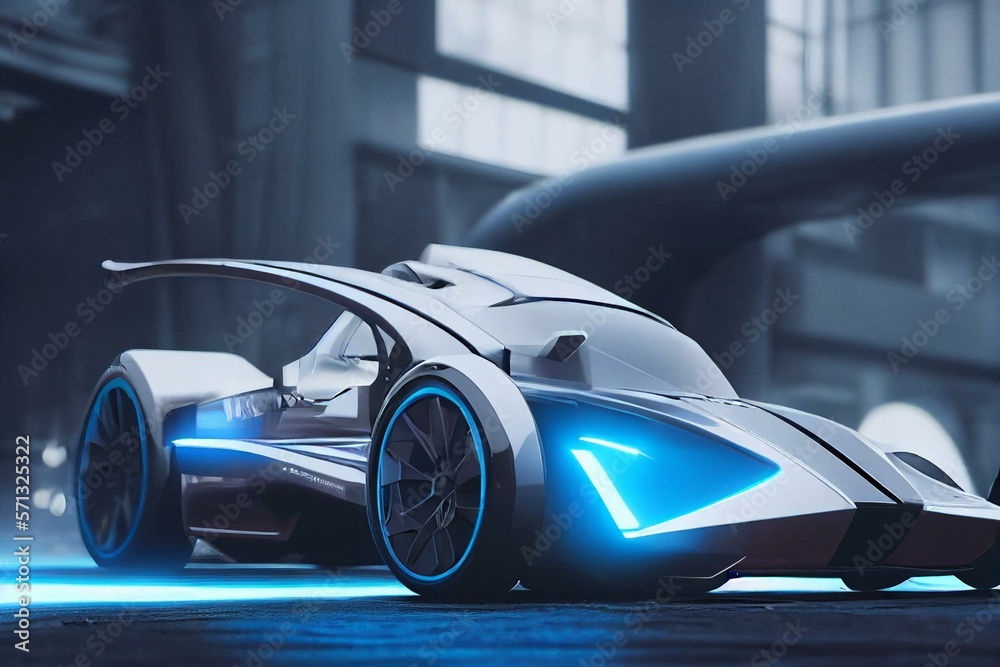Futuristic electric racing car, cyberpunk, sci-fi. Ai generated ...
