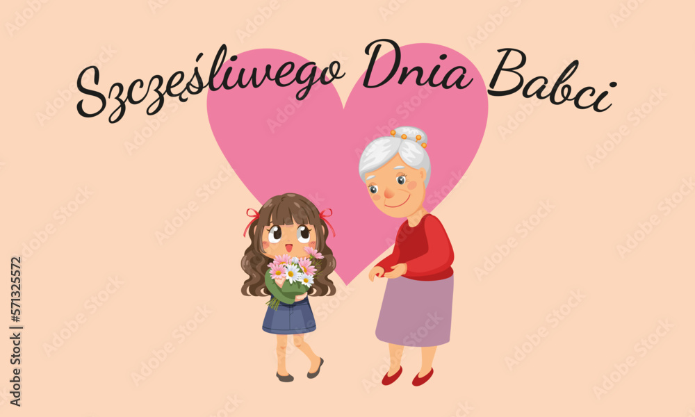 kartka lub baner z życzeniami szczęśliwego dnia babci w kolorze czarnym ...