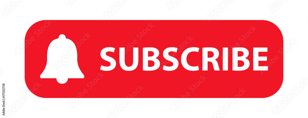 SUBSCRIBE - button red color on white background. YouTube channel ...