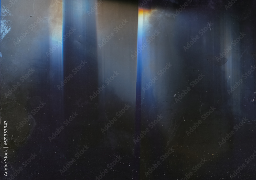 Dirty film. Distressed texture. Retro overlay. Blue orange light flare ...