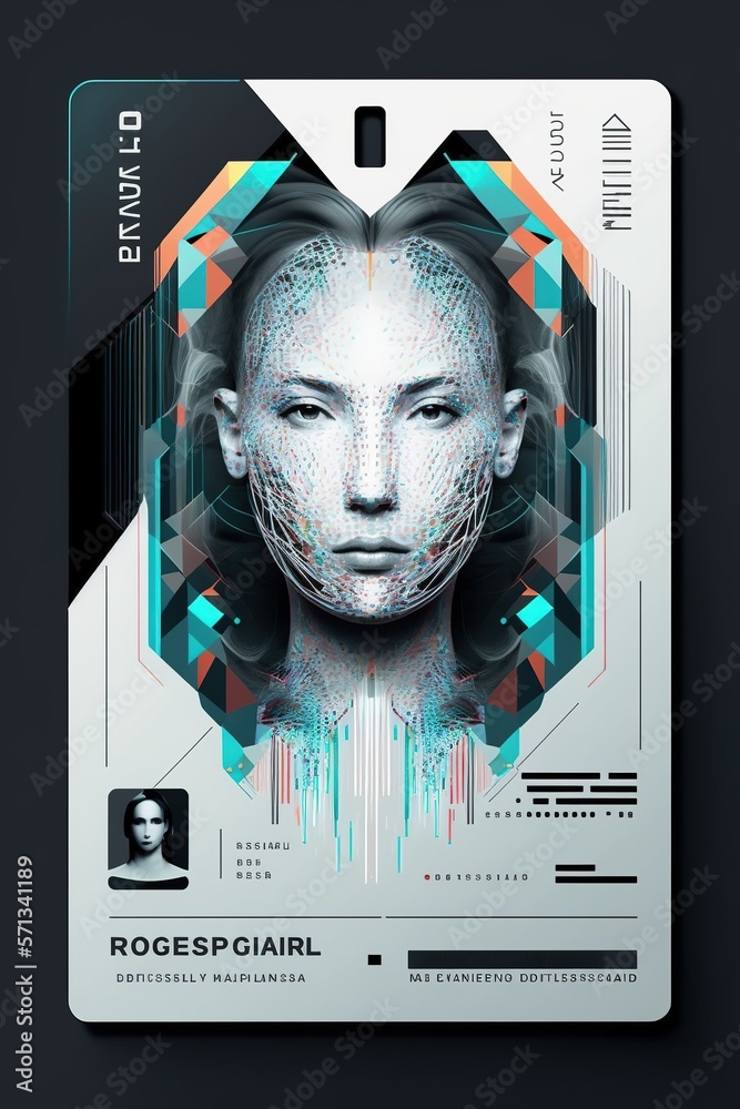 Digital identity card, biometric, facial recognition. Generative AI ...