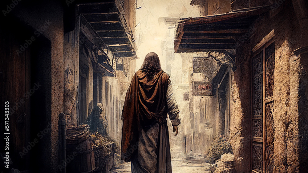 Jesus Christ in Jerusalem Illustration Stock Illustration | Adobe Stock