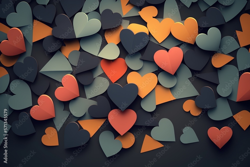 Heart Background, hearts of different shapes and colors for a greeting ...