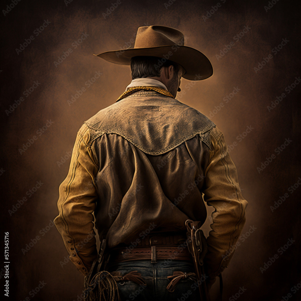 Back view of a cowboy in the wild west. Generative AI. Stock ...