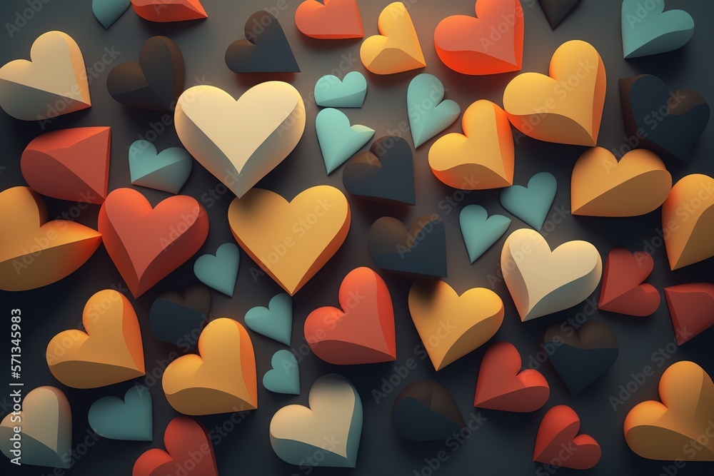 Heart Background, hearts of different shapes and colors for a greeting ...