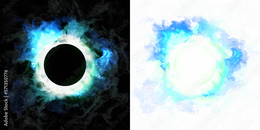 Blue magic circle effect, shockwave of glowing energy, ring. Abstract light effect element to ...