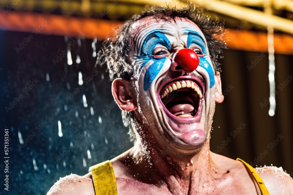 Image of a beautiful smiling clown, with tears of joy on his face ...
