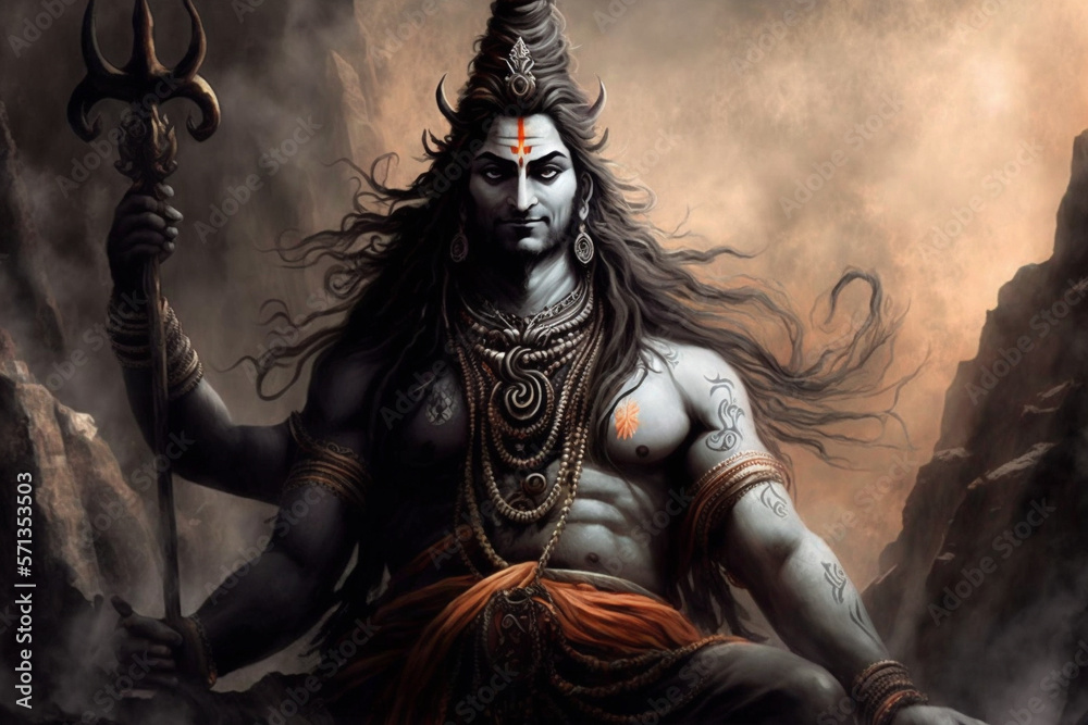 Hindu god Shiva lord representation. Hinduism religion concept. Ai ...