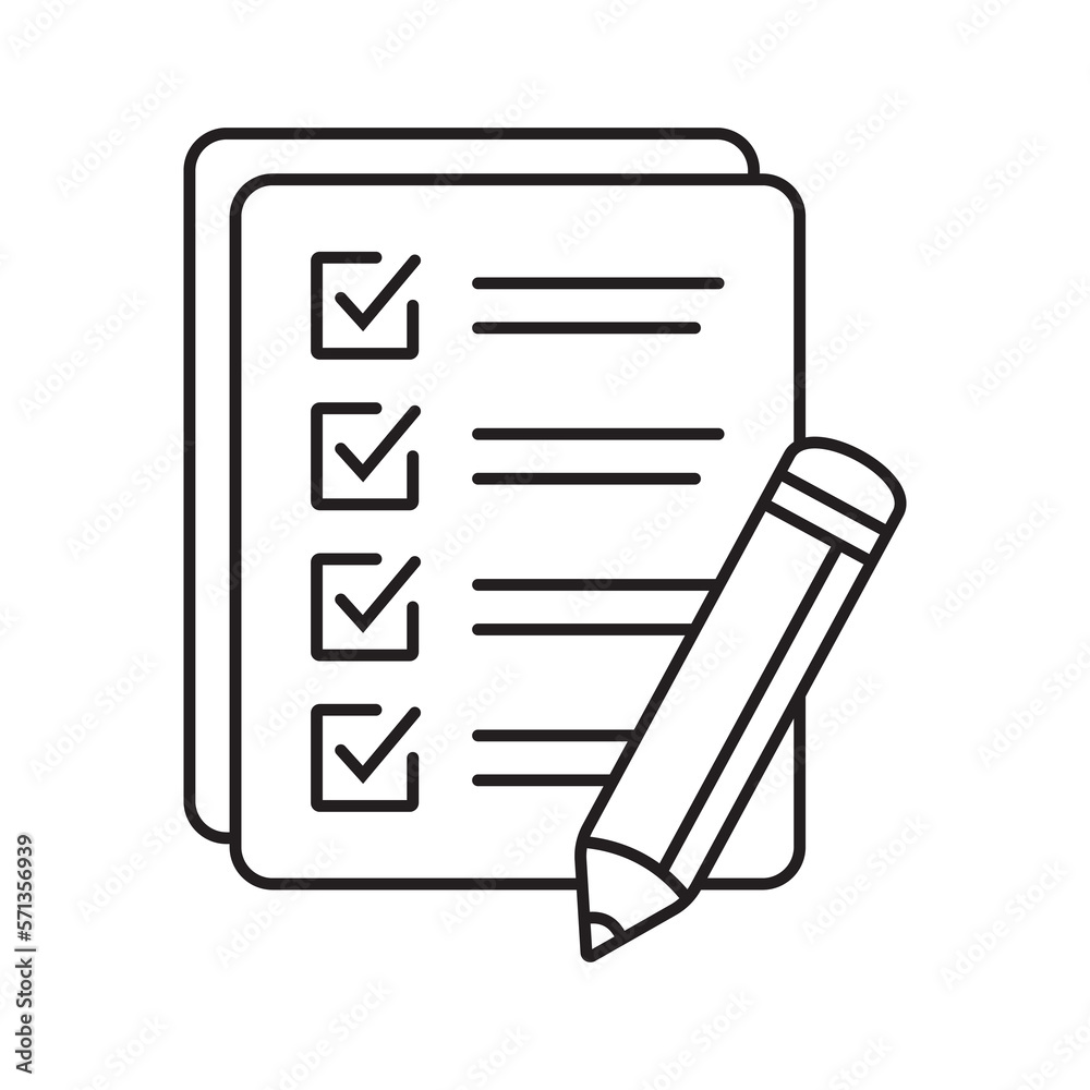 Checklist with pencil icon. Test, questionnaire icon. To do list vector ...