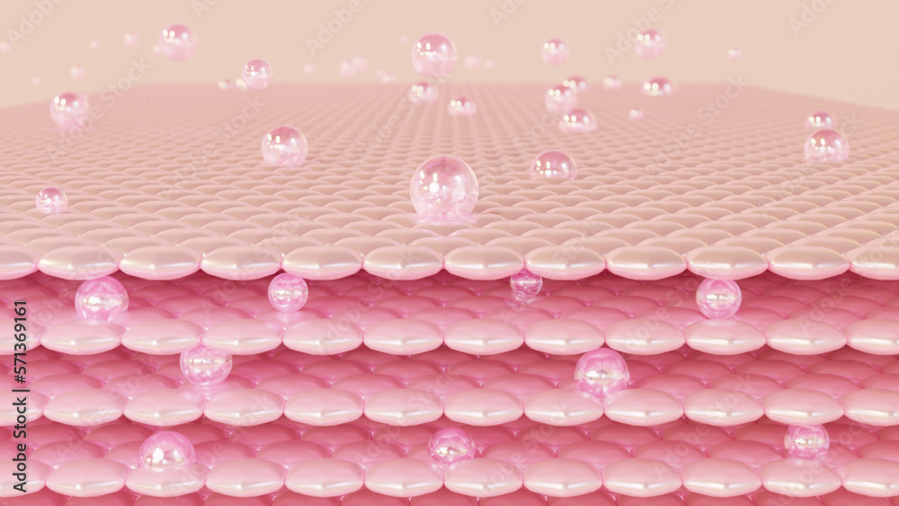 3D rendering of Cosmetics essentials combined with a magic serum. Serum ...