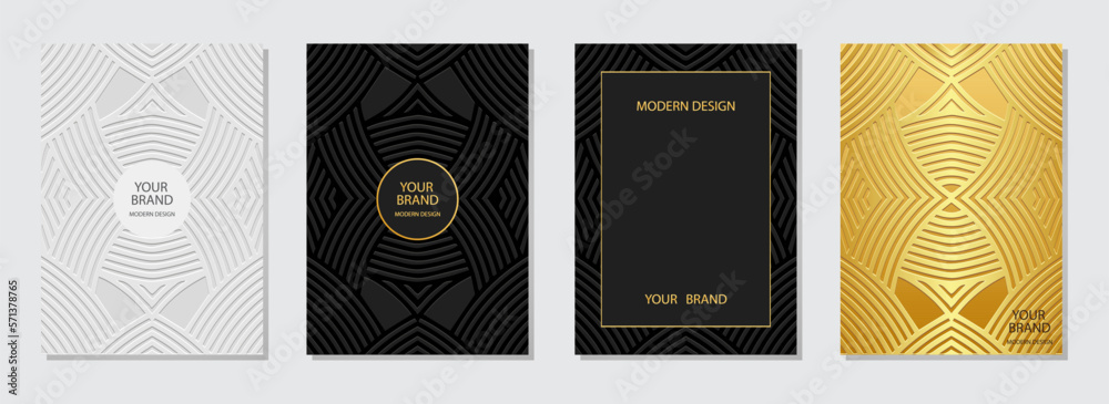 Cover set, vertical templates. A unique collection of relief geometric ...