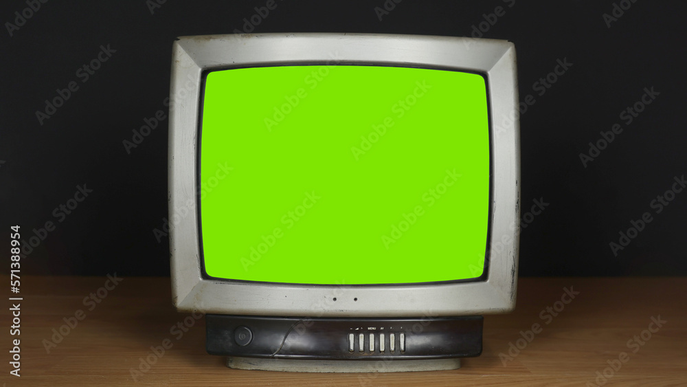 Old TV on a black background. Russian television, propaganda. TV with ...