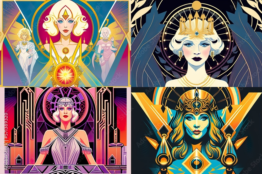 Illuminati priestess lady flat illustration created with Generative AI ...