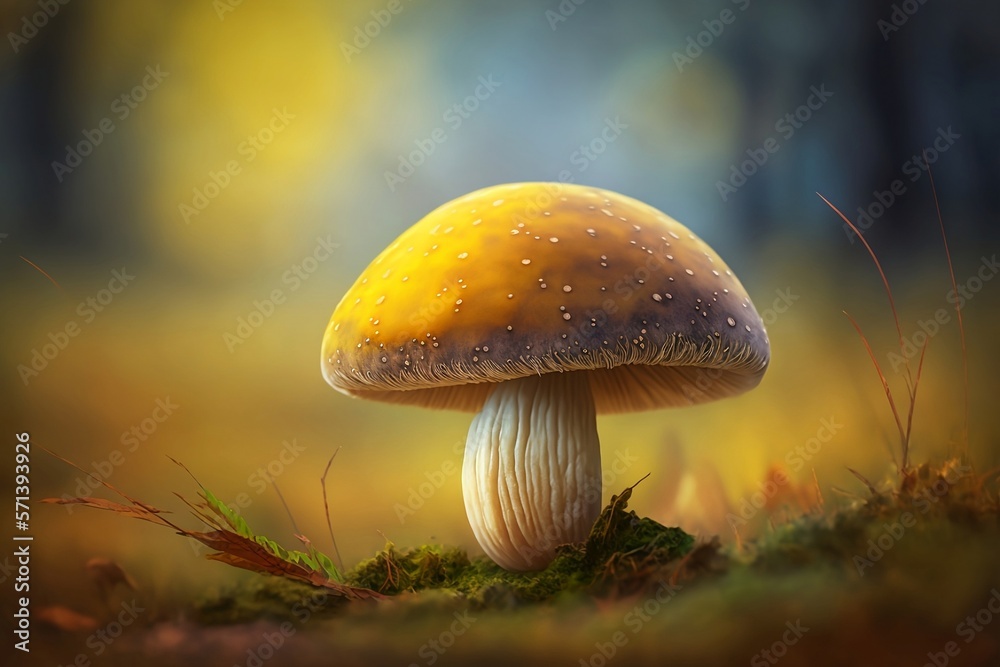 mushrooms, fungi in the forest, genertaive AI, mycelium, spore ...