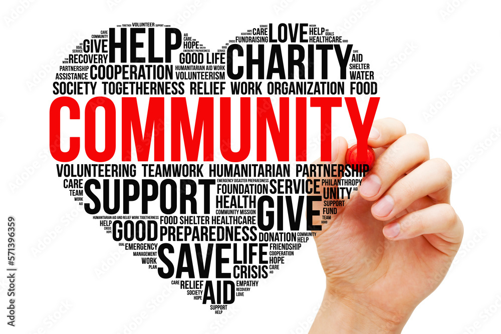 Community Heart Shape Word Cloud Concept Stock Photo | Adobe Stock