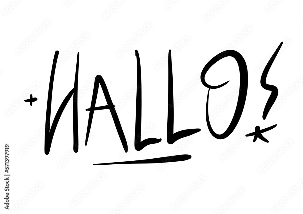 Ilustración tipografia Hallo saludo en Aleman Stock Illustration ...