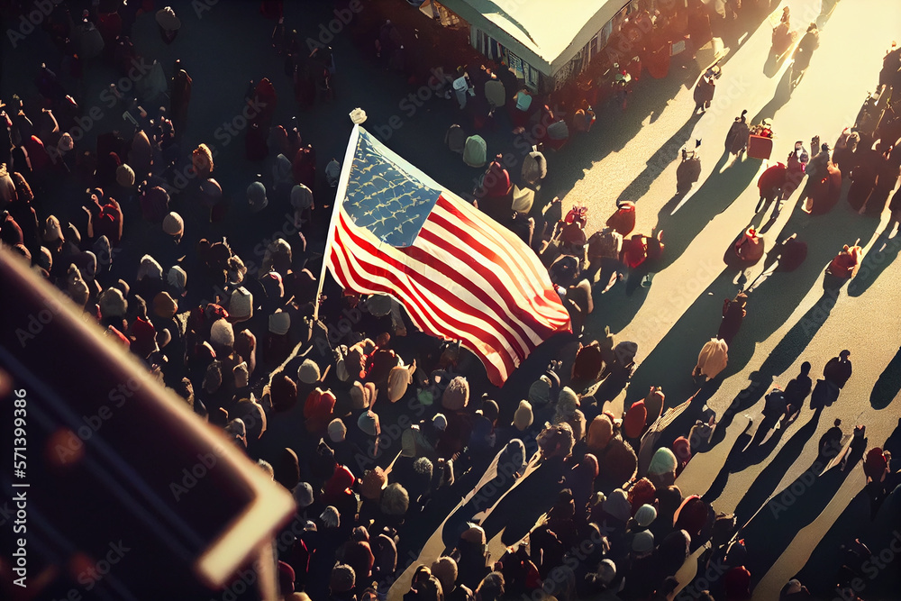 Background blur of crowd at political rally in the United States ...