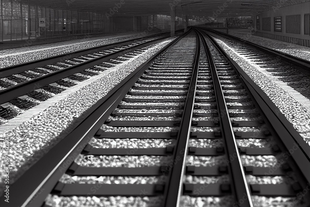Railway tracks with switches and interchanges at a main line station in ...