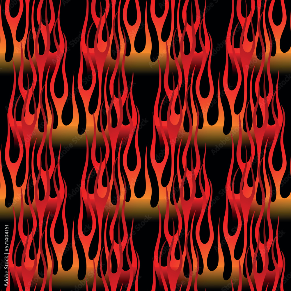 Seamless pattern vector fire flame image. Fire flames repeating tile ...