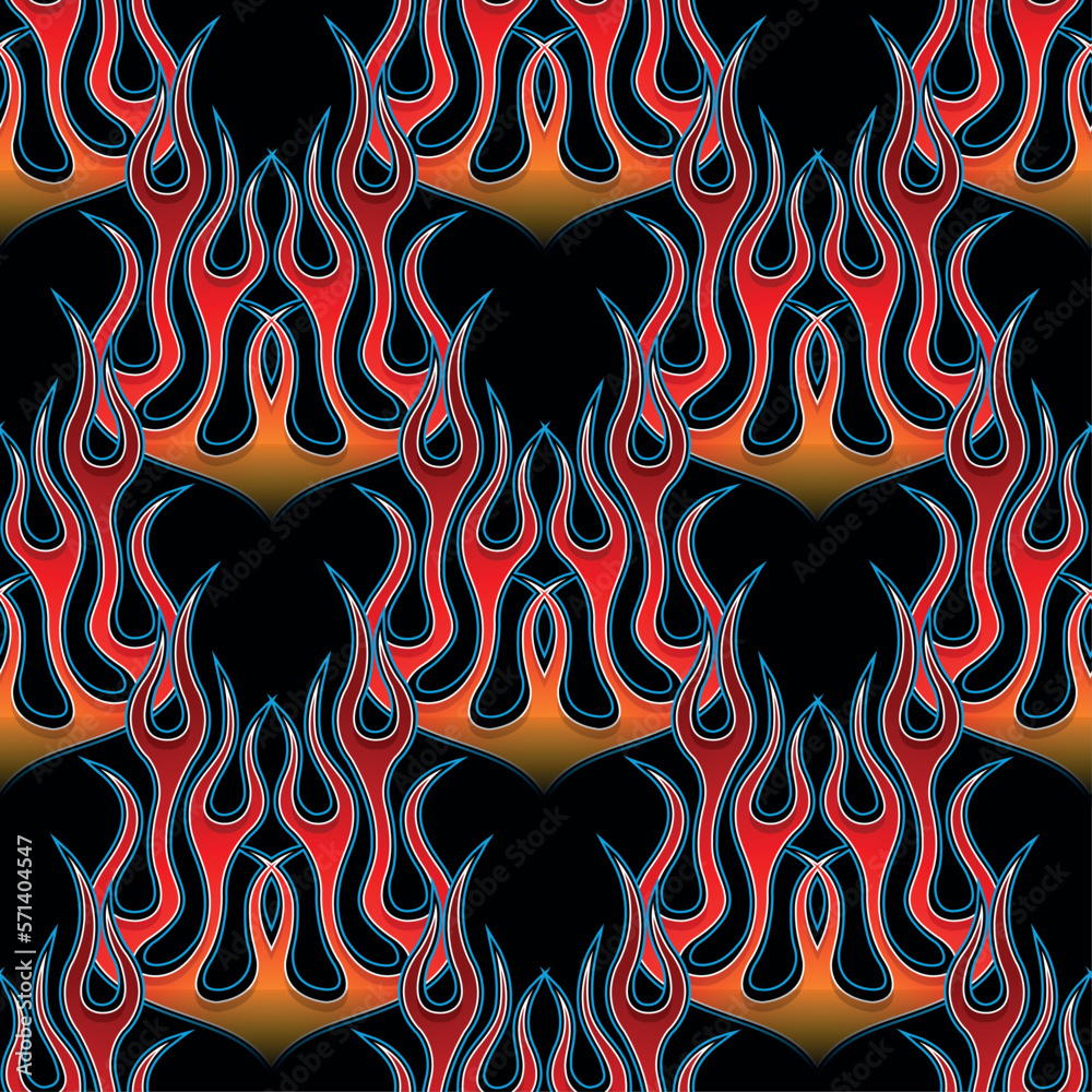 Seamless pattern vector fire flame image. Fire flames repeating tile ...