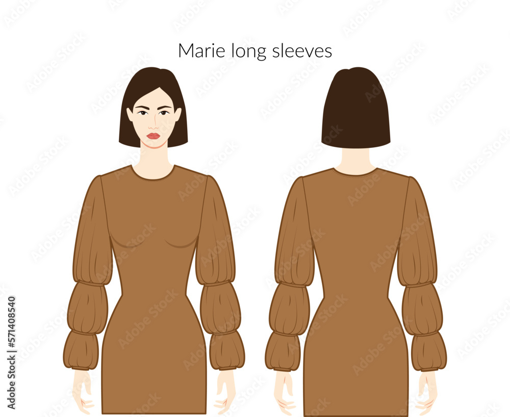 Marie sleeves long length clothes character beautiful lady in brown top ...