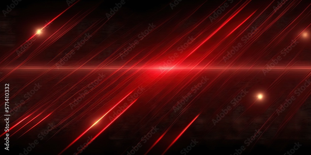 Pack of horizontal red lens flares. horizontal light rays, laser beams ...