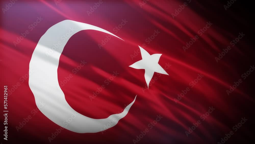 Turkey waving flag. National 3d Turkish flag waving. Turkish flag 4k ...