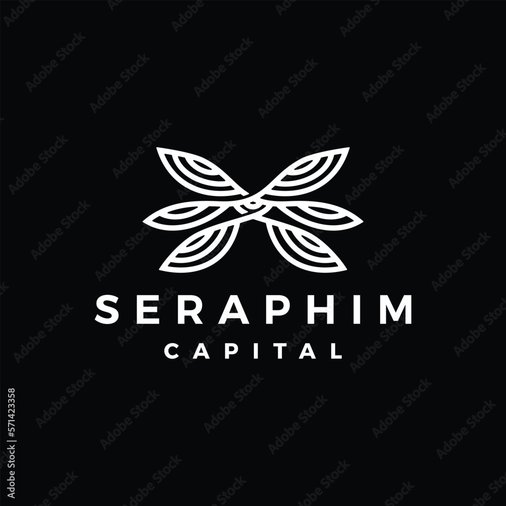 seraphim six wings one eye logo vector icon illustration Stock Vector ...