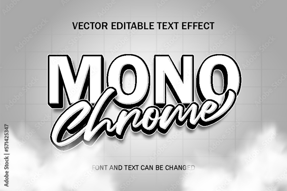 monochrome black white typography 3d editable text effect font style ...