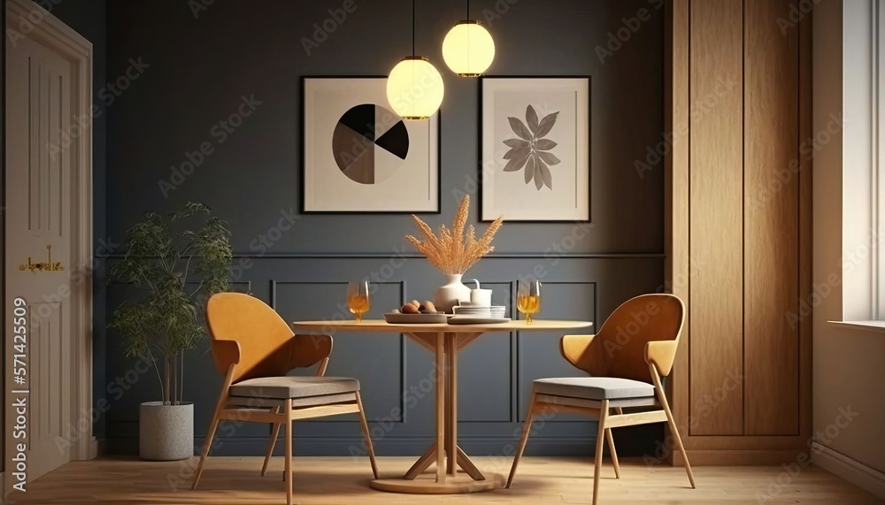 4K resolution or higher, Creative composition of dining room interior ...