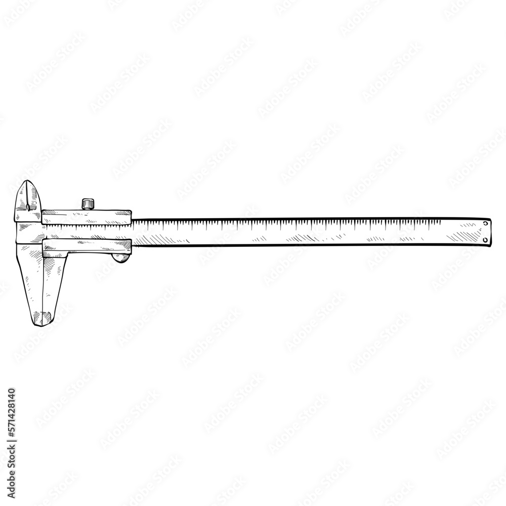 Vernier caliper handdrawn illustration Stock Vector | Adobe Stock