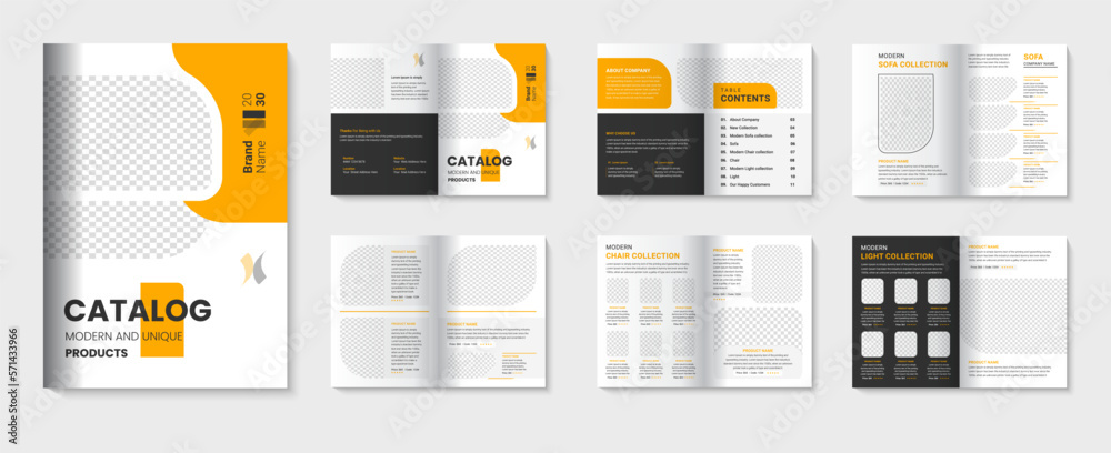 Product catalog template with furniture catalogue design for business ...
