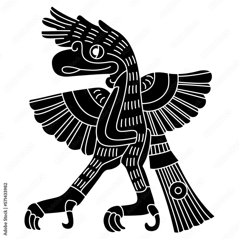 Standing or dancing eagle bird with open wings. Native American animal ...