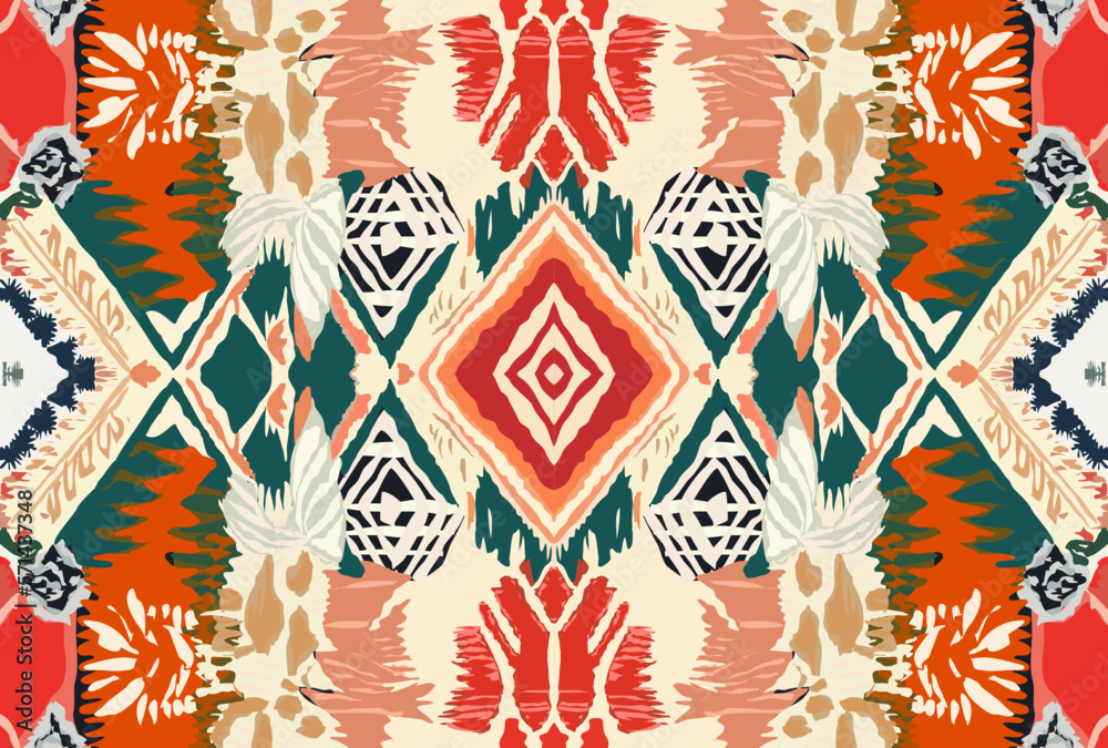Seamless pattern of african american tribal or indian ethnic fabric ...