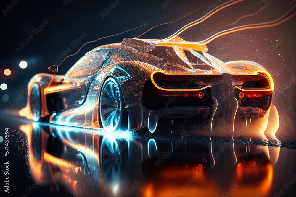 hyper car neon background generated AI. Streamline test over the modern ...