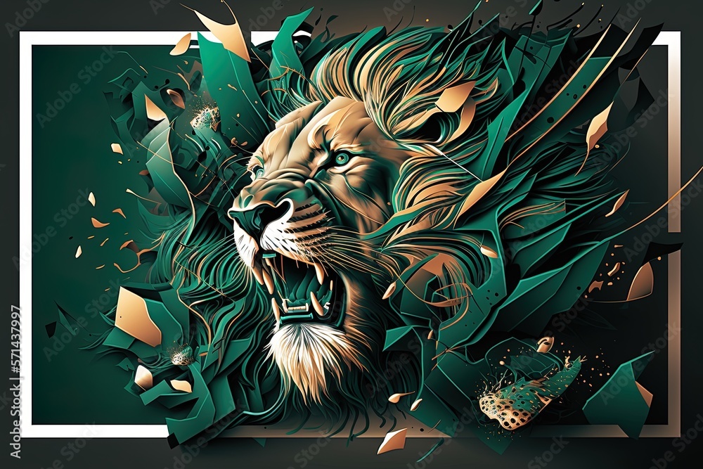 Poster of Lion roaring, Abstract poster of a dangerous and powerful ...