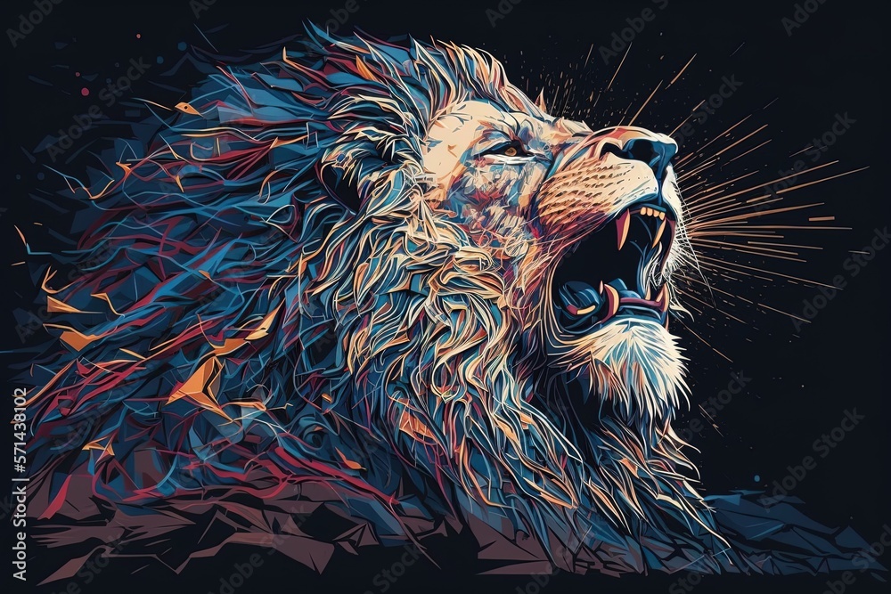 Poster of Lion roaring, Abstract poster of a dangerous and powerful ...