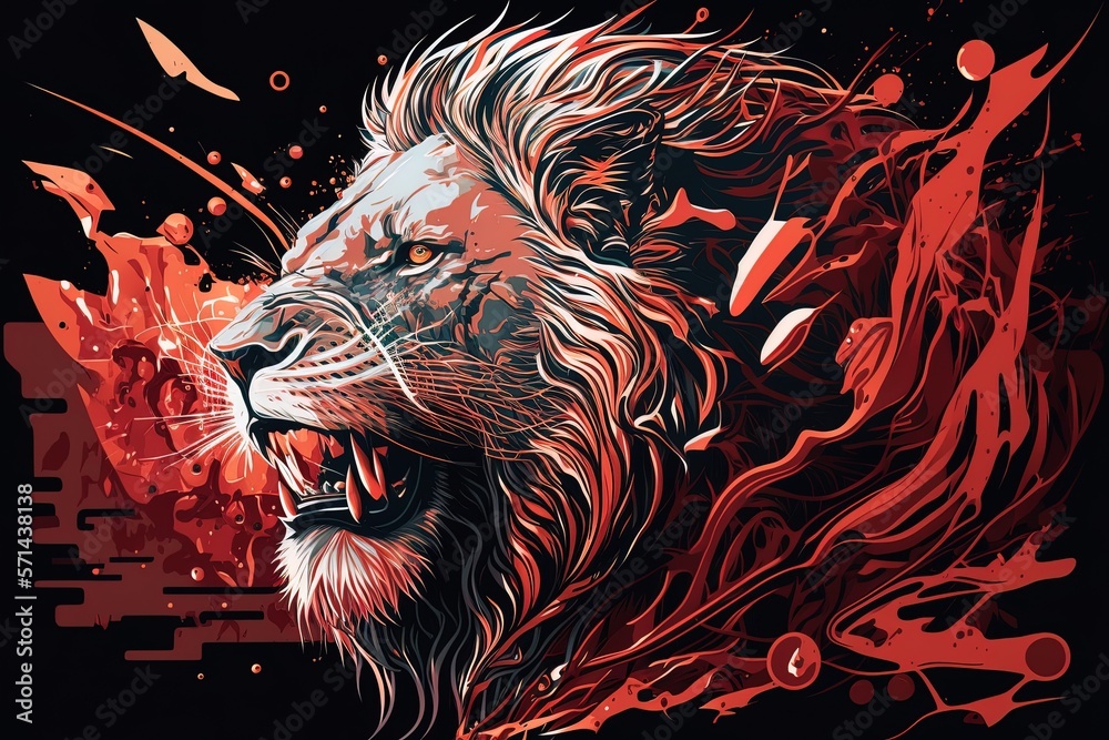 Poster of Lion roaring, Abstract poster of a dangerous and powerful ...