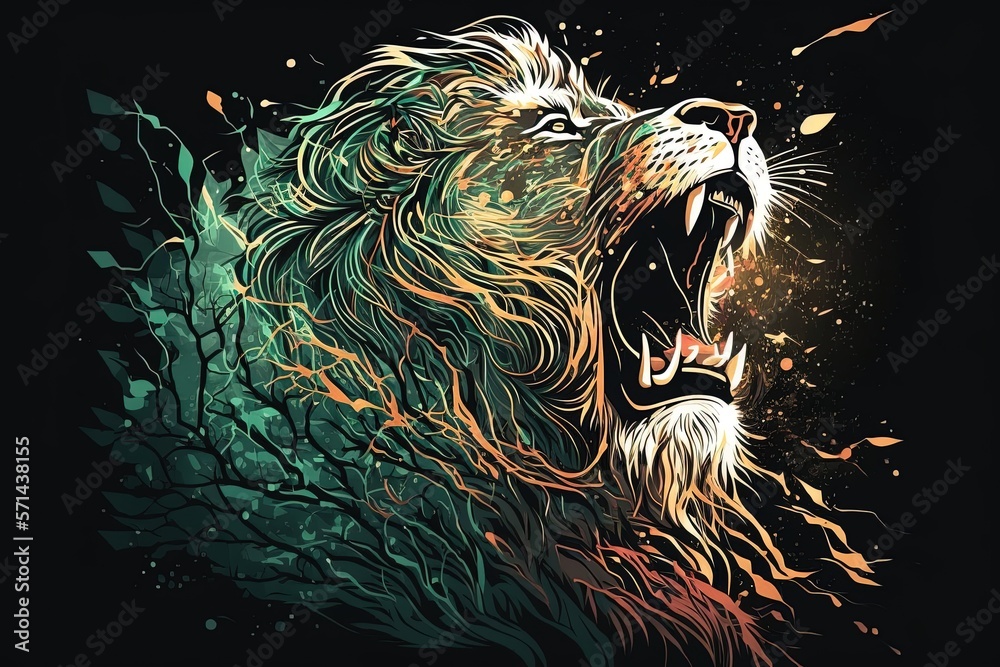 Poster of Lion roaring, Abstract poster of a dangerous and powerful ...