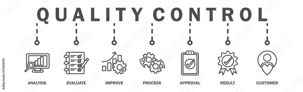 Quality control banner web icon vector illustration concept for product ...